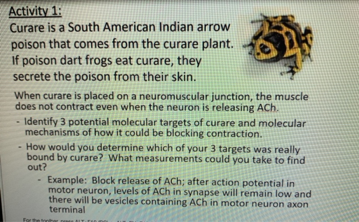 3 Activity 1: Curare is a South American Indian arrow | Chegg.com