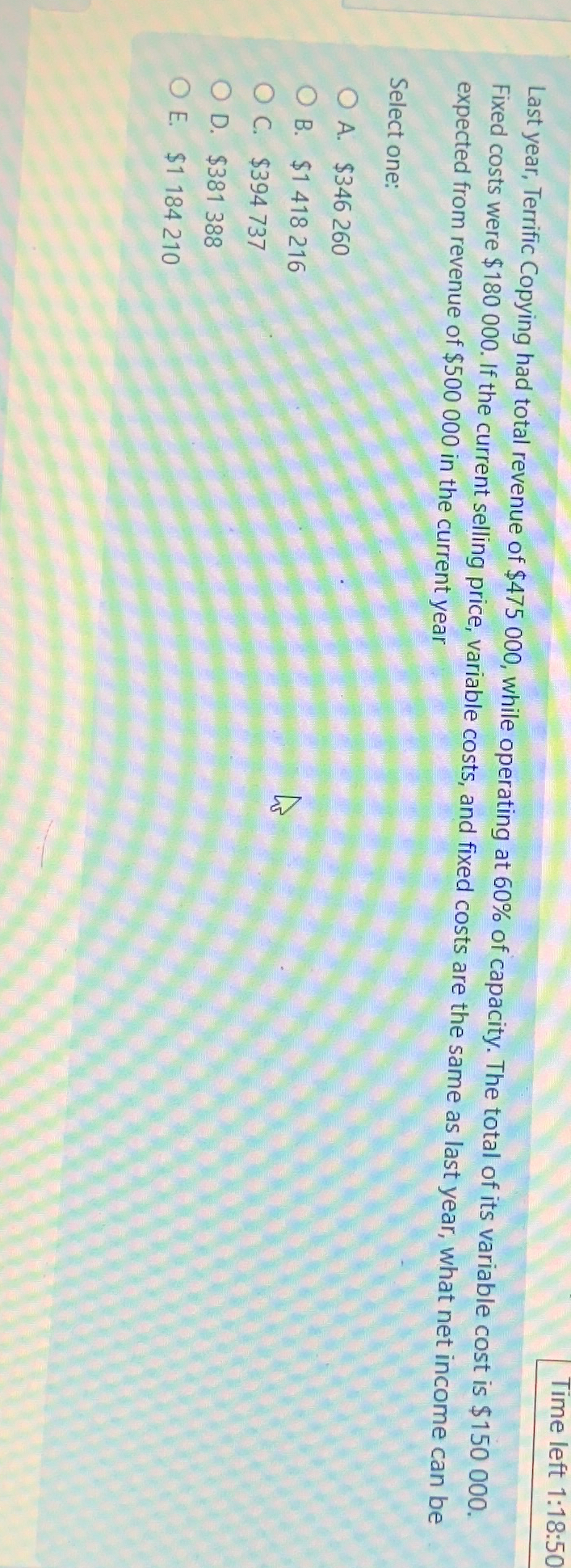 Solved Time left 1:18:50Last year, Terrific Copying had | Chegg.com