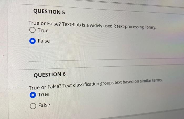 Solved True Or False Textblob Is A Widely Used R