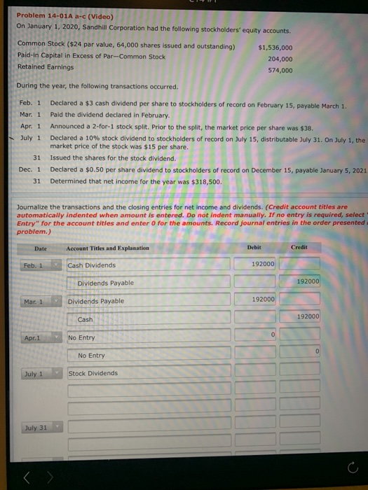 Solved Problem 14-01A a-c (Video) On January 1, 2020, | Chegg.com