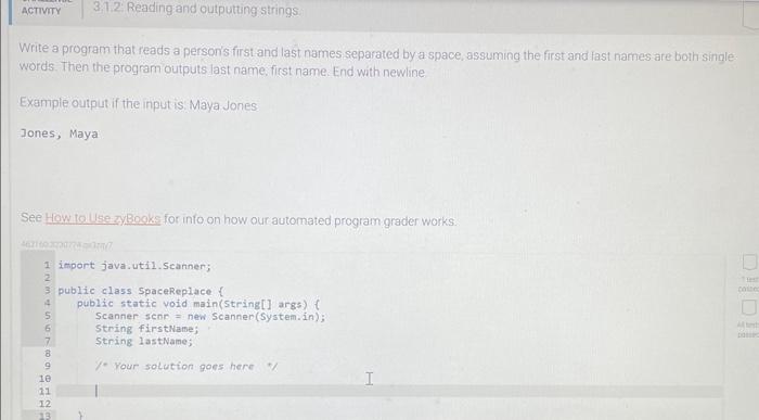 Solved Write a program that reads a person's first and last | Chegg.com