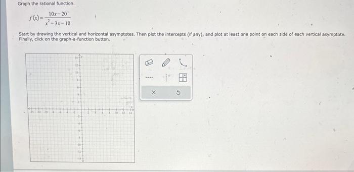 Solved Graph the rational function. f(x)=x2−3x−1010x−20 | Chegg.com