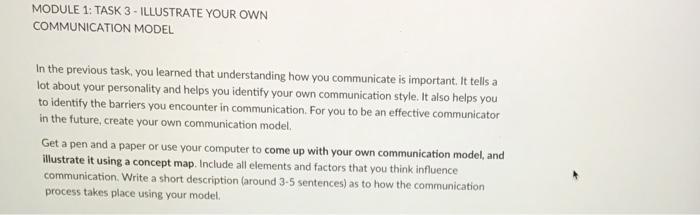 Solved MODULE 1: TASK 3 - ILLUSTRATE YOUR OWN COMMUNICATION | Chegg.com
