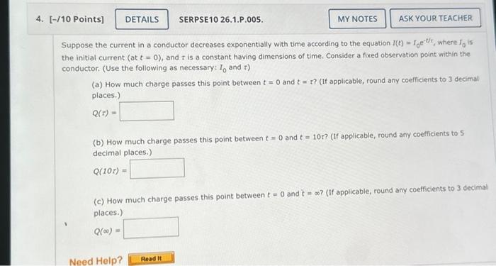 Solved Suppose the current in a conductor decreases | Chegg.com