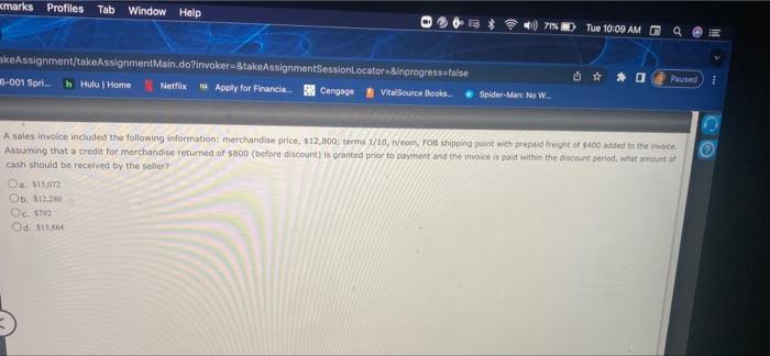 Solved kmarks Profiles Tab Window Help 71% Tue 10-09 AM CQ | Chegg.com
