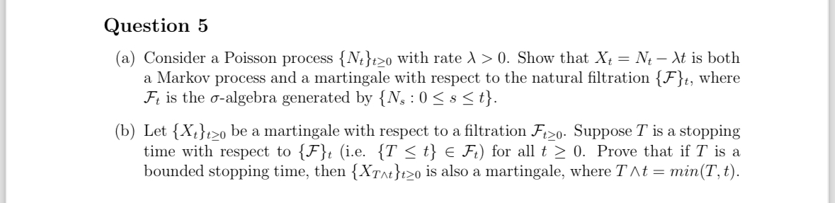 Solved Question 5(a) ﻿Consider a Poisson process {Nt}t≥0 | Chegg.com
