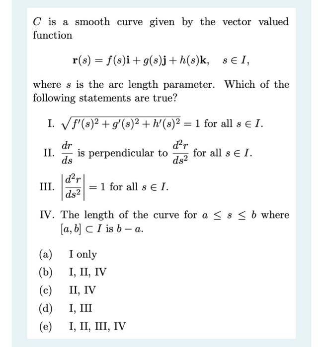Solved C is a smooth curve given by the vector valued | Chegg.com