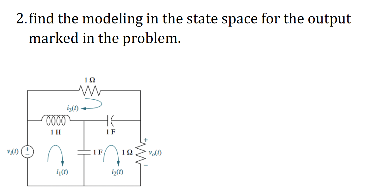 Solved 2.find the modeling in the state space for the | Chegg.com