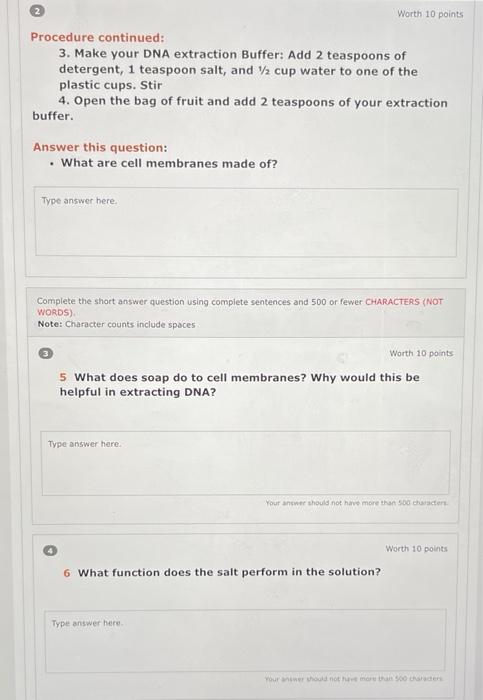 Solved Activity 2: DNA Extraction Materials Required 1 | Chegg.com