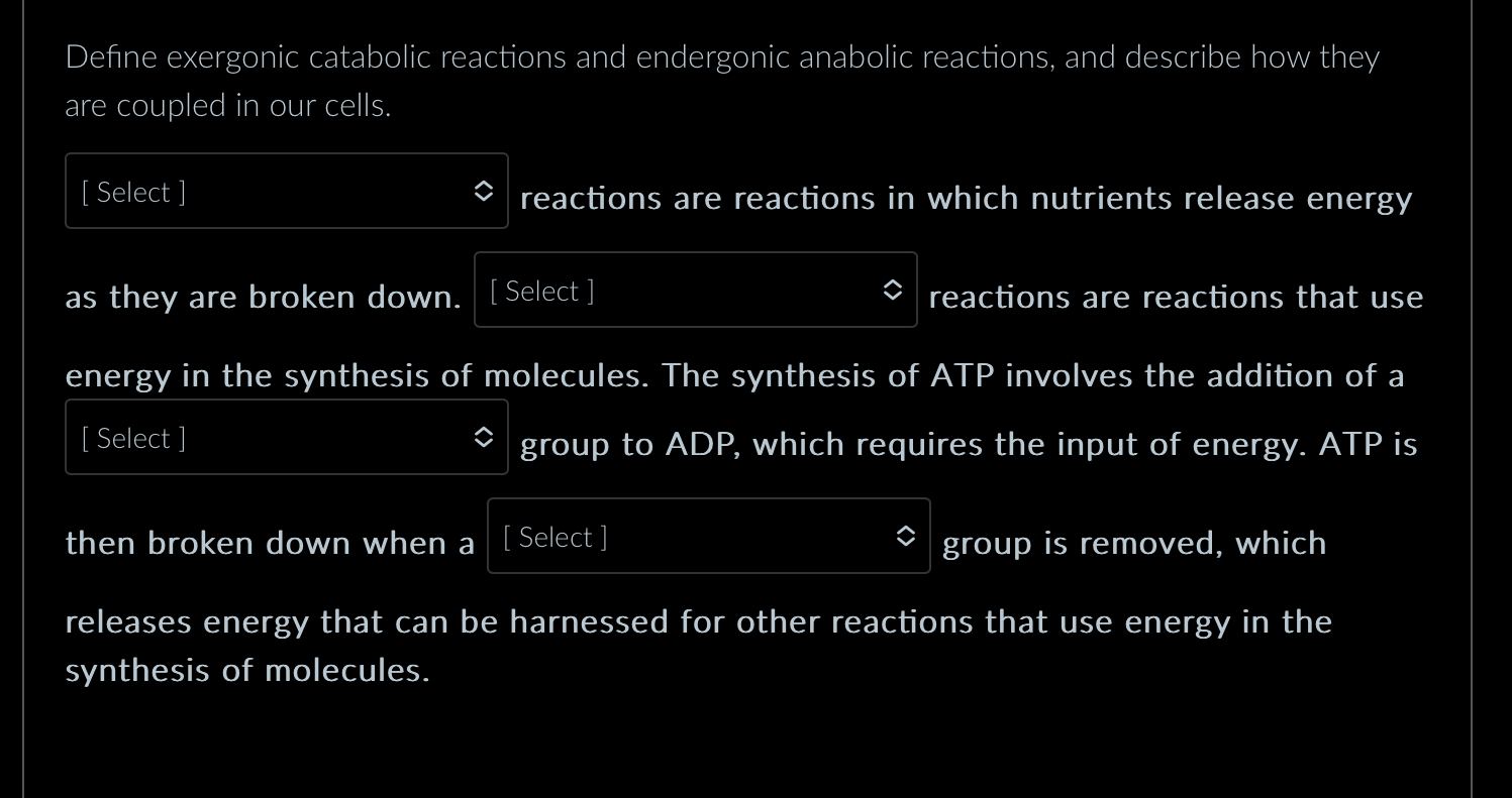 Solved Define Exergonic Catabolic Reactions And Endergonic