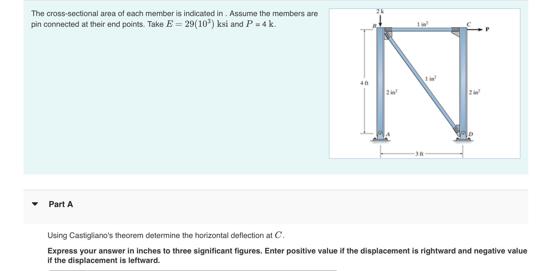 Solved The cross-sectional area of each member is indicated | Chegg.com
