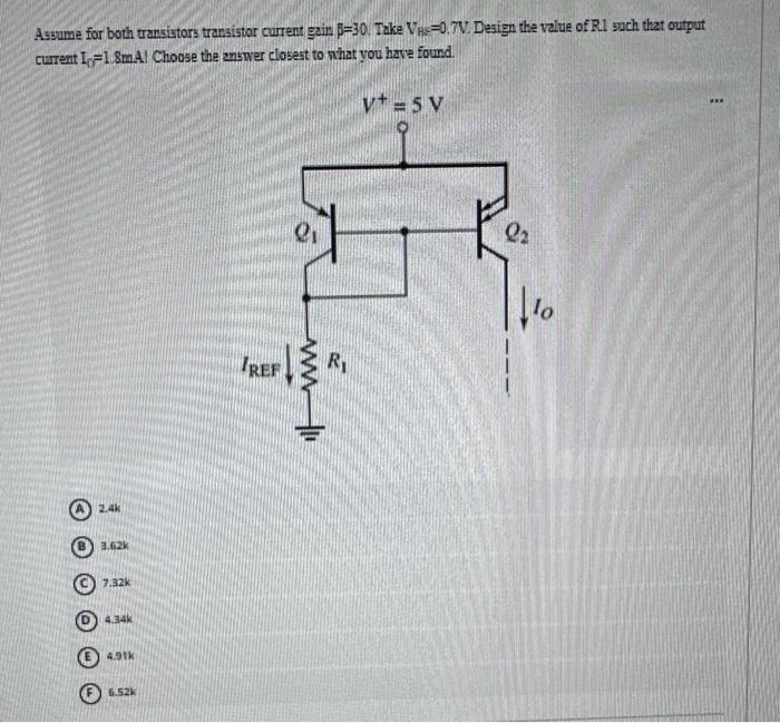 Solved Assume for both transistors transistor current gair | Chegg.com