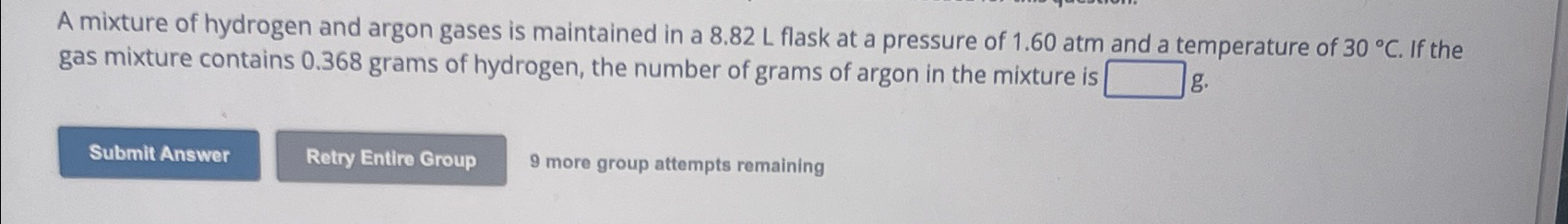 Solved A mixture of hydrogen and argon gases is maintained | Chegg.com