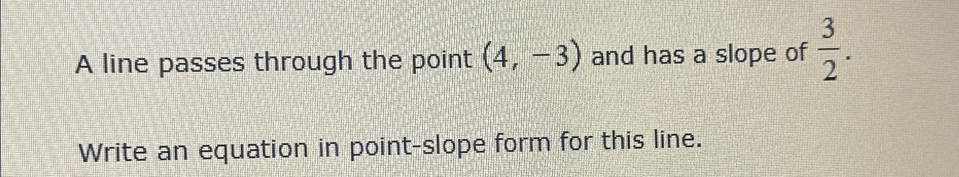 Solved A line passes through the point (4,-3) ﻿and has a | Chegg.com