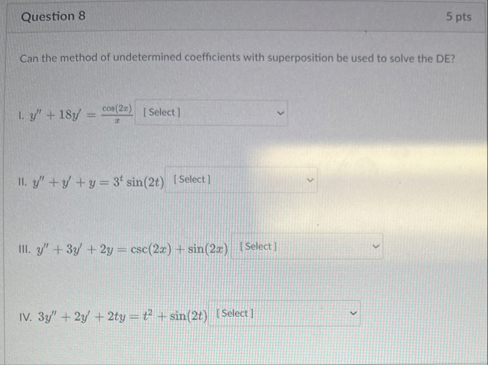 Solved Question 85 ﻿ptsCan the method of undetermined | Chegg.com