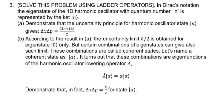 Solved 3. [SOLVE THIS PROBLEM USING LADDER OPERATORS). In | Chegg.com