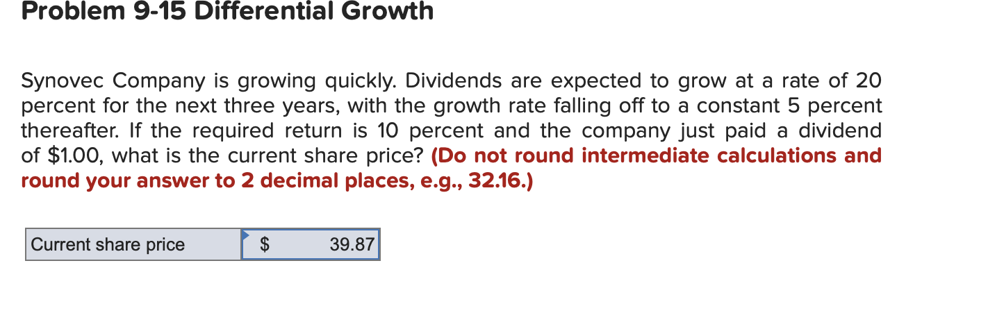 Solved Problem 9-15 ﻿Differential GrowthSynovec Company is | Chegg.com