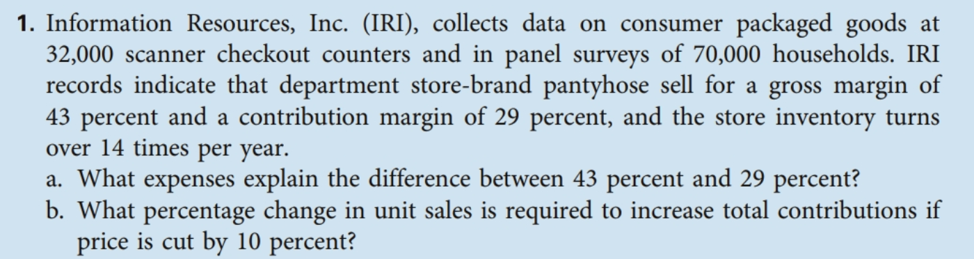 Solved Information Resources, Inc. (IRI), ﻿collects data on | Chegg.com