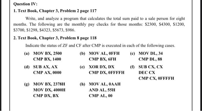 Solved Question IV:1. Text Book, Chapter 3, Problem 2 page | Chegg.com