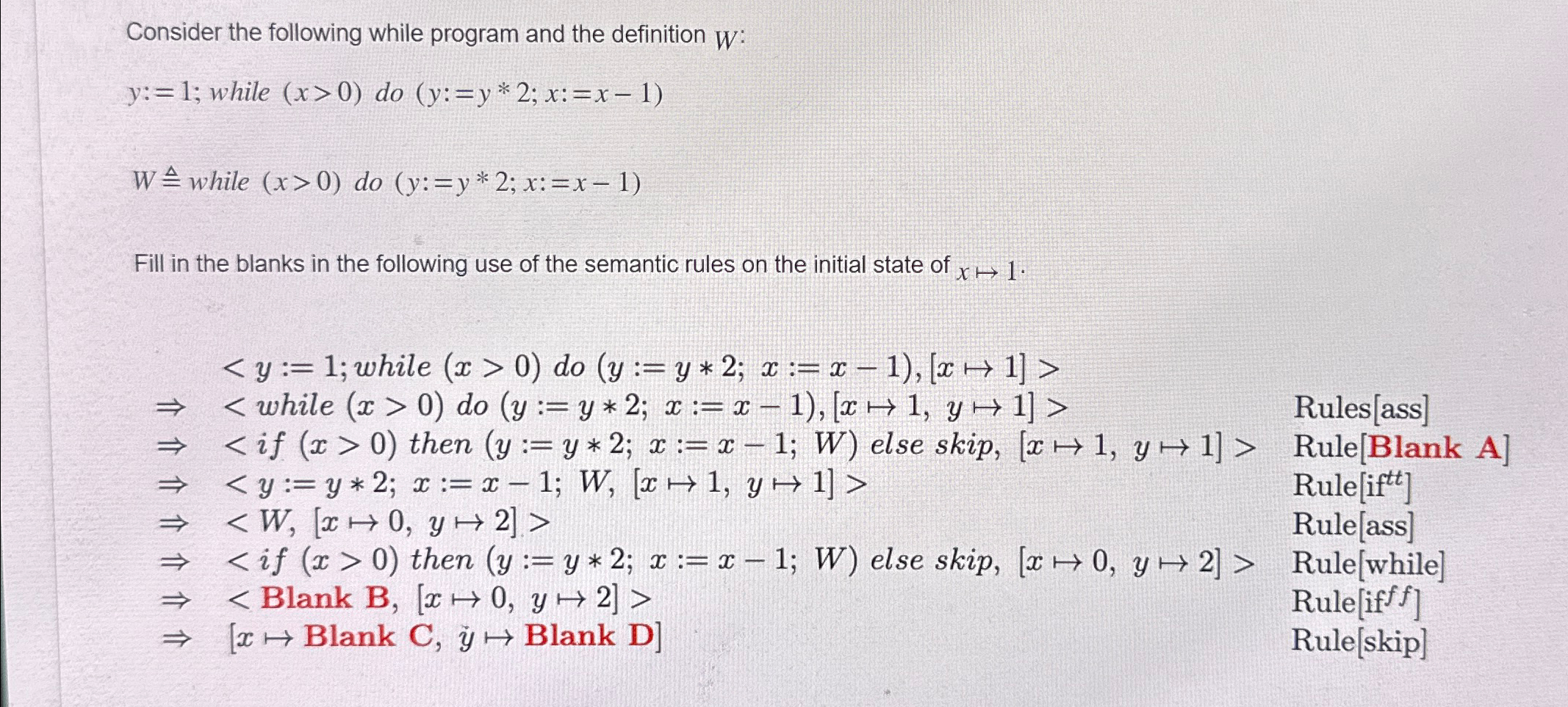 Solved Consider the following while program and the | Chegg.com