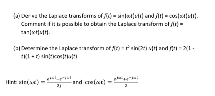 Solved (a) Derive the Laplace transforms of f(t) = | Chegg.com