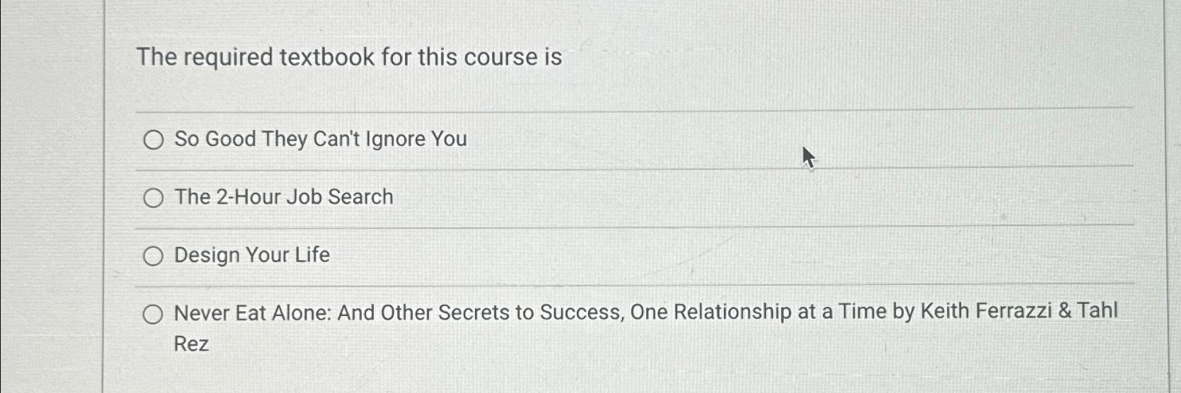 Solved The required textbook for this course isSo Good They | Chegg.com