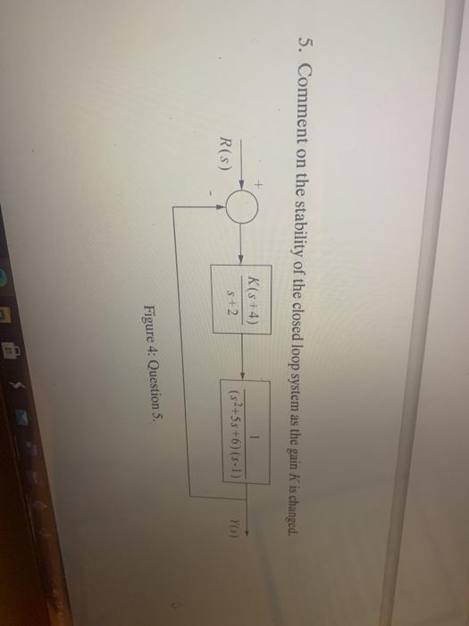 Solved 5. Comment on the stability of the closed loop system | Chegg.com