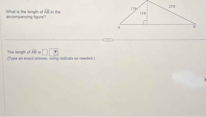 Solved What is the length of AB in the accompanying figure? | Chegg.com