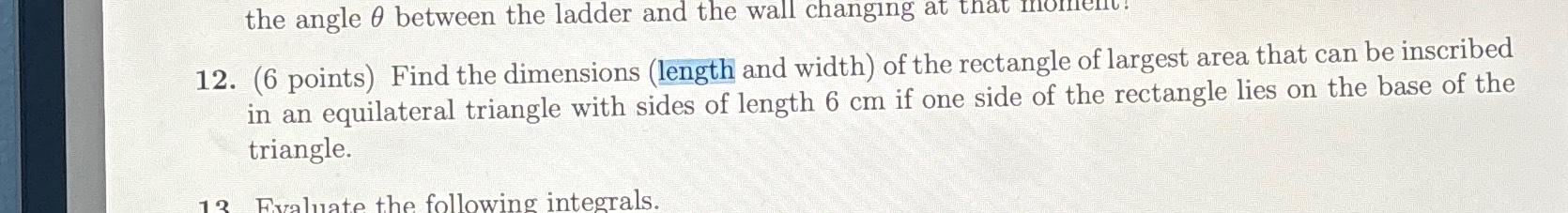 Solved (6 ﻿points) ﻿Find the dimensions (length and width) | Chegg.com