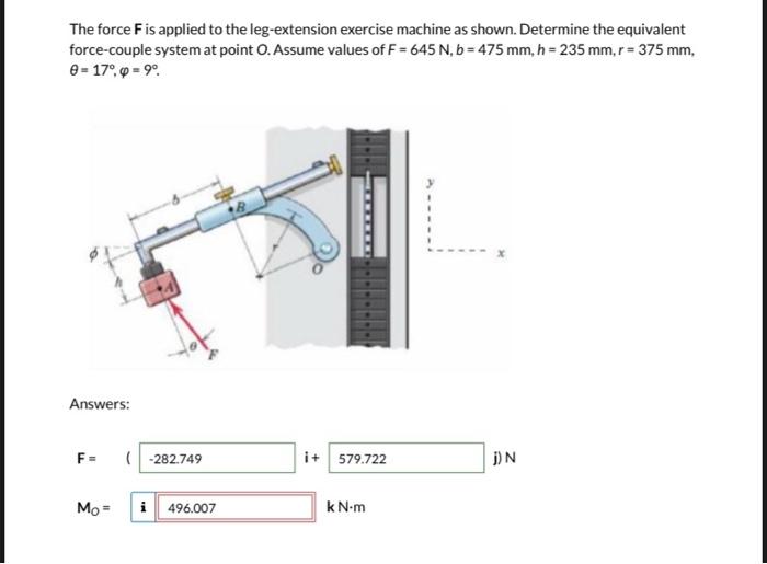 Solved The force Fis applied to the leg-extension exercise | Chegg.com