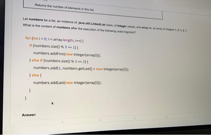 Solved Summary of the methods of java.util.LinkedList | Chegg.com