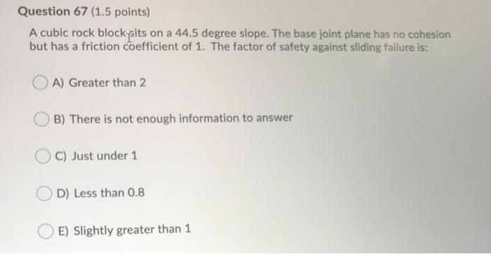 Solved Question 66 (1.5 points) A cylindrical rock sample | Chegg.com