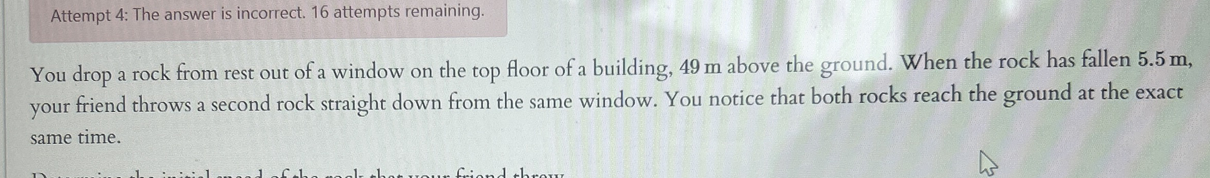 Solved You drop a rock from rest out of a window on the top | Chegg.com