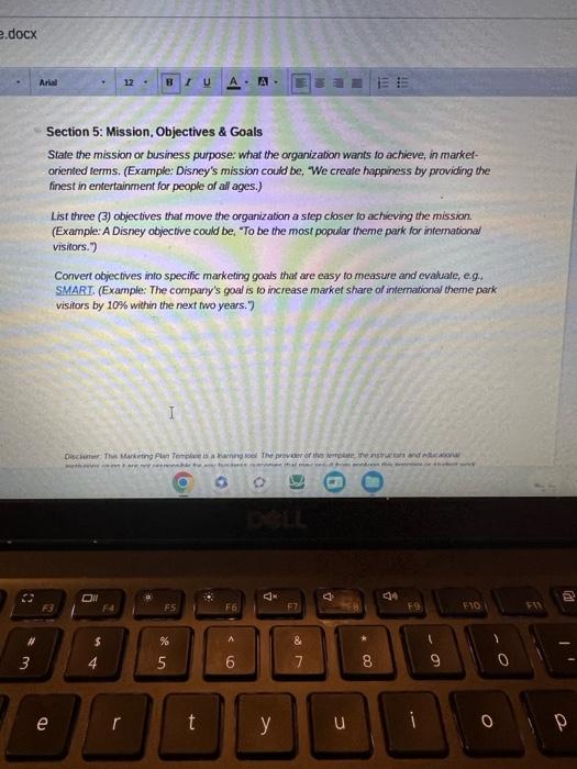 Solved Section 5: Mission, Objectives \& Goals State the | Chegg.com