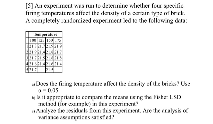 Solved [5] An experiment was run to determine whether four | Chegg.com