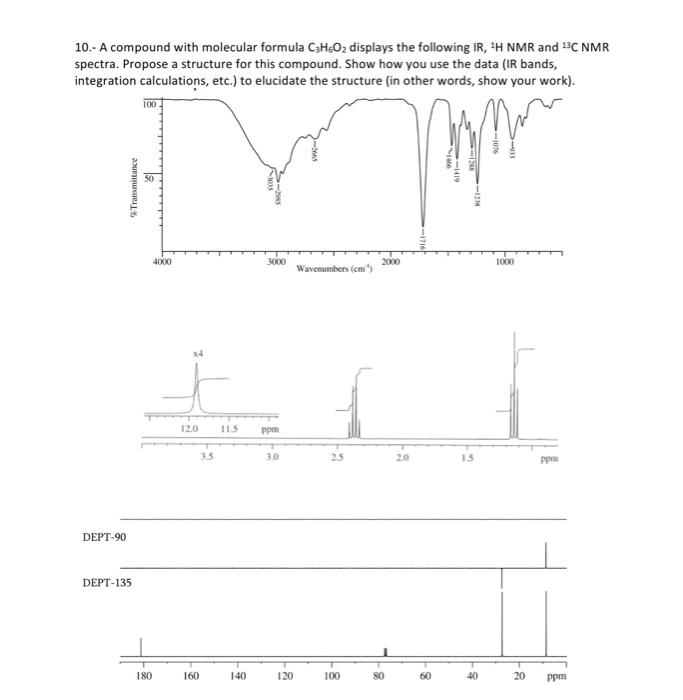 Solved 10.- A compound with molecular formula C3H602 | Chegg.com