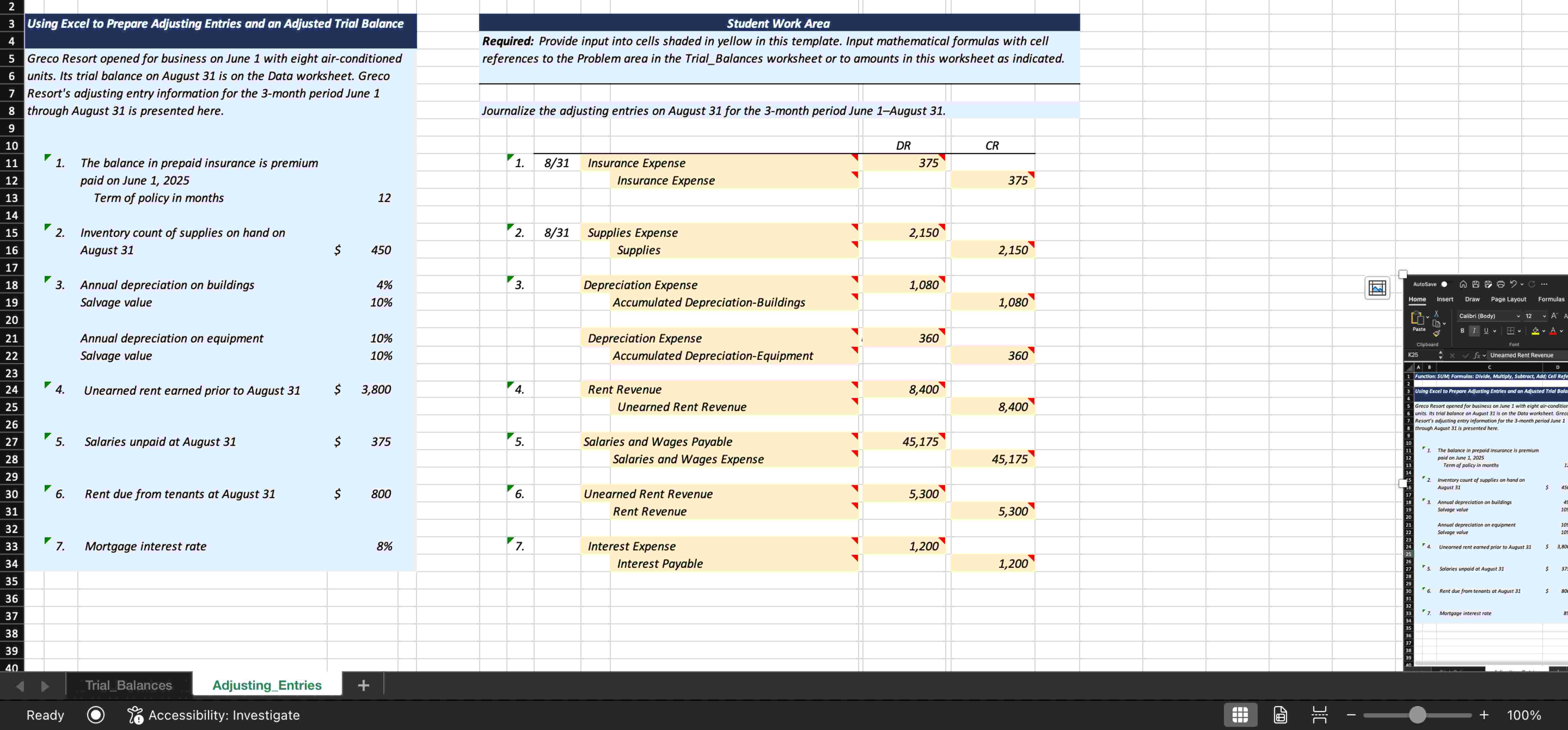 Solved Required: Provide input into cells shaded in yellow | Chegg.com