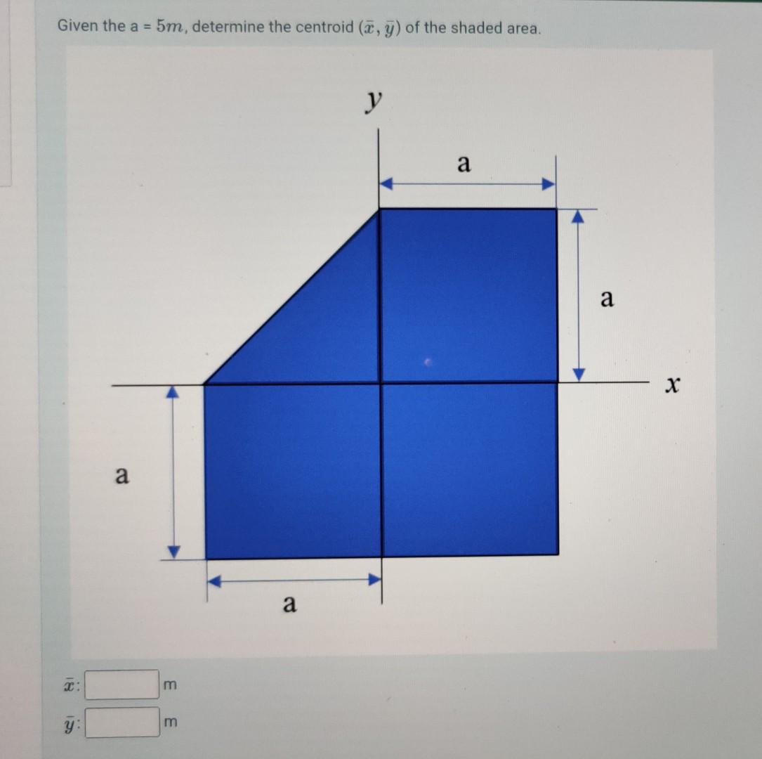 Solved Given the a=5m, determine the centroid (xˉ,yˉ) of the | Chegg.com