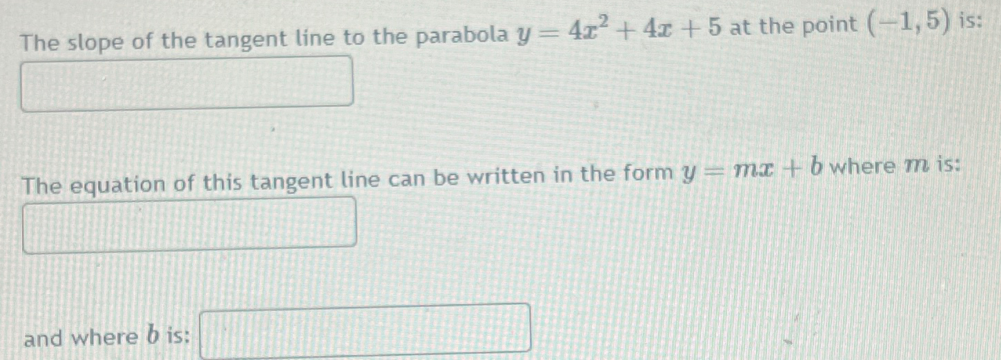 Solved The slope of the tangent line to the parabola | Chegg.com
