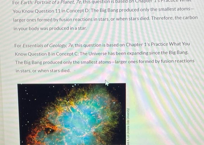 Solved You Know Question 11 in Concept D: The Big Bang | Chegg.com