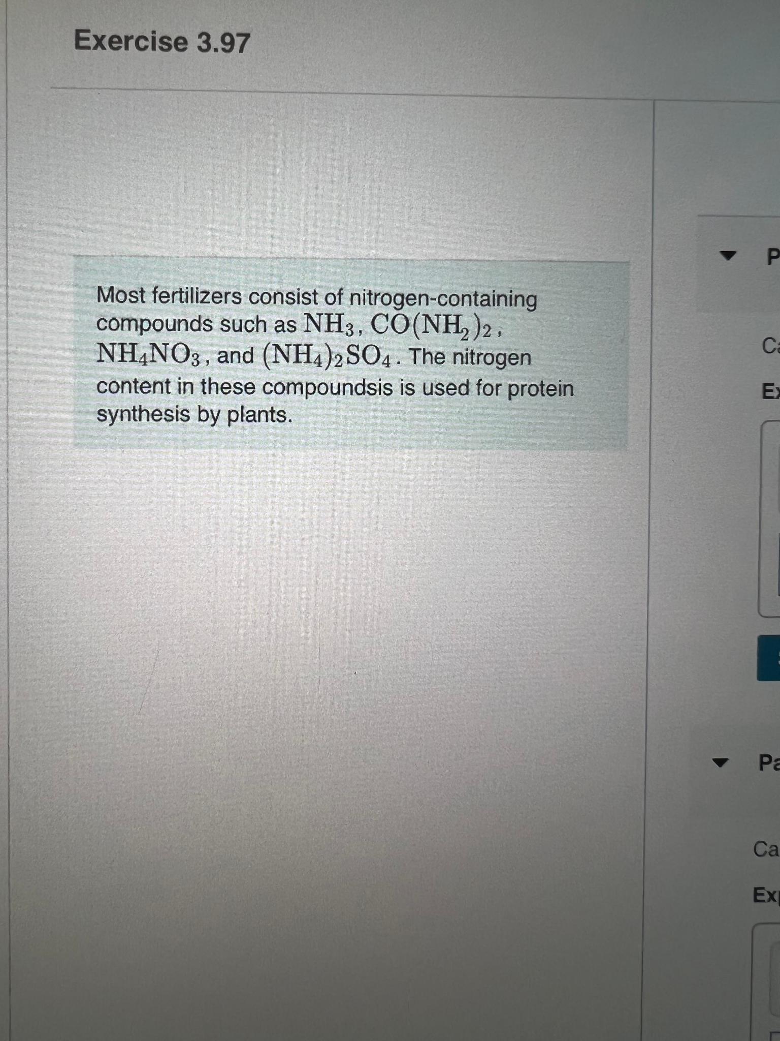 Solved Exercise 3.97Most fertilizers consist of | Chegg.com