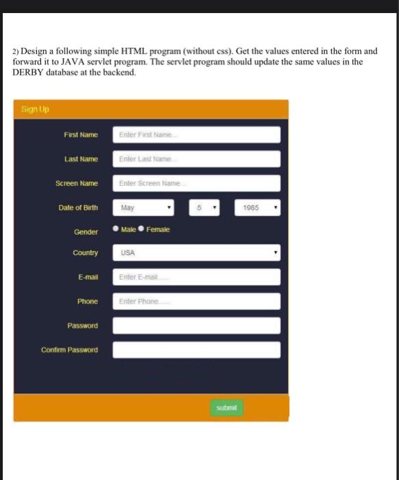 Solved 2) Design a following simple HTML program (without | Chegg.com