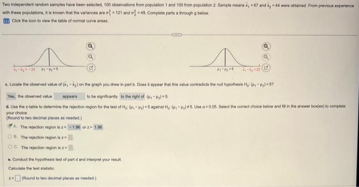 Solved Two independent random samples have been selected, | Chegg.com