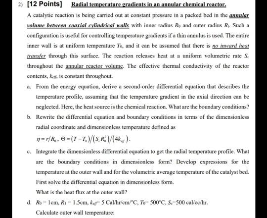 Solved 2) [12 Points] Radial temperature gradients in an | Chegg.com