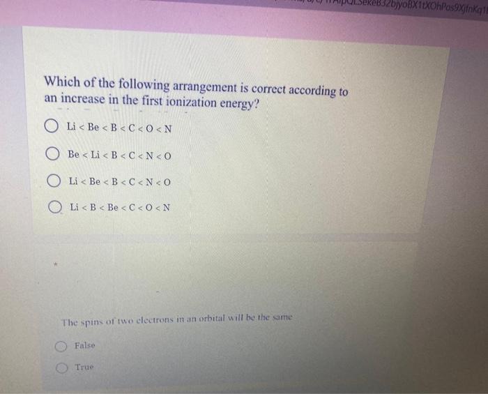 Solved Which of the following arrangement is correct | Chegg.com