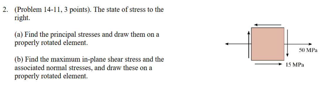 Solved 2. (Problem 14-11, 3 ﻿points). ﻿The state of stress | Chegg.com