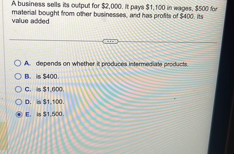 Solved A business sells its output for $2,000. ﻿It pays | Chegg.com