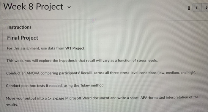 Week 8 Project Instructions Final Project For | Chegg.com