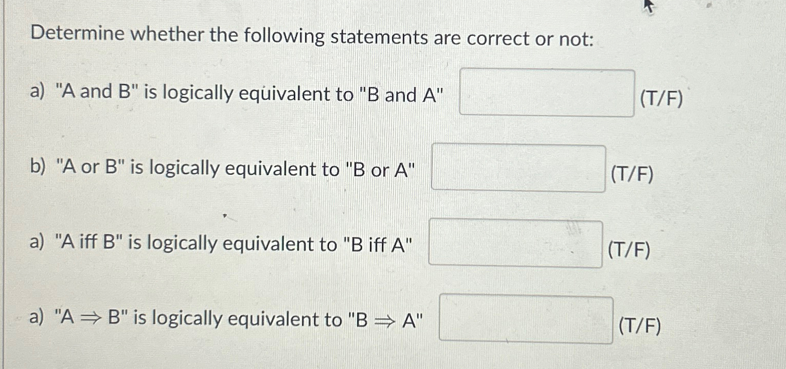 Solved Determine whether the following statements are | Chegg.com