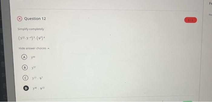 Solved Simplify completely (312⋅3−4)5⋅(93)4Factor completely | Chegg.com